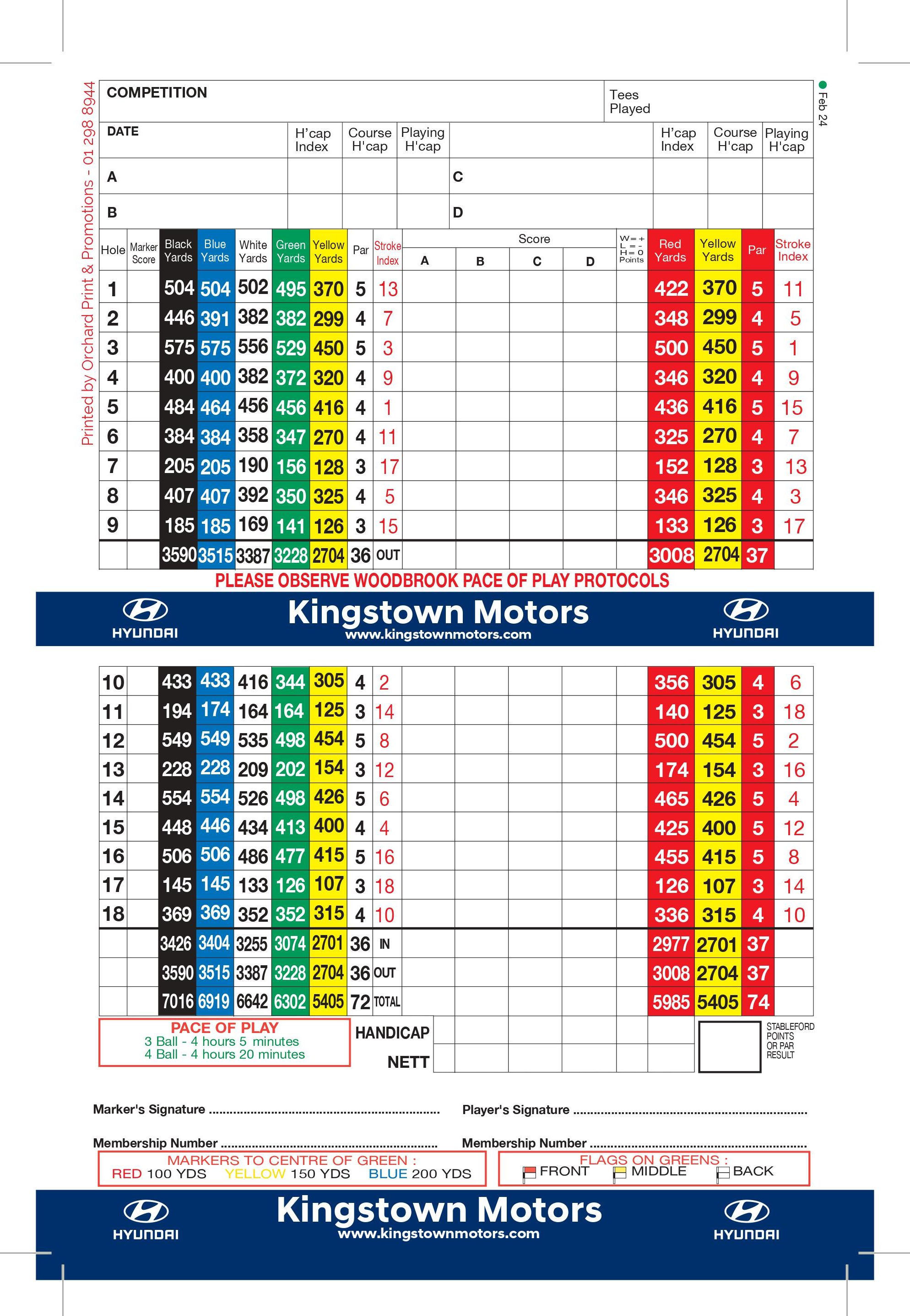 Scorecard - Woodbrook Golf Club